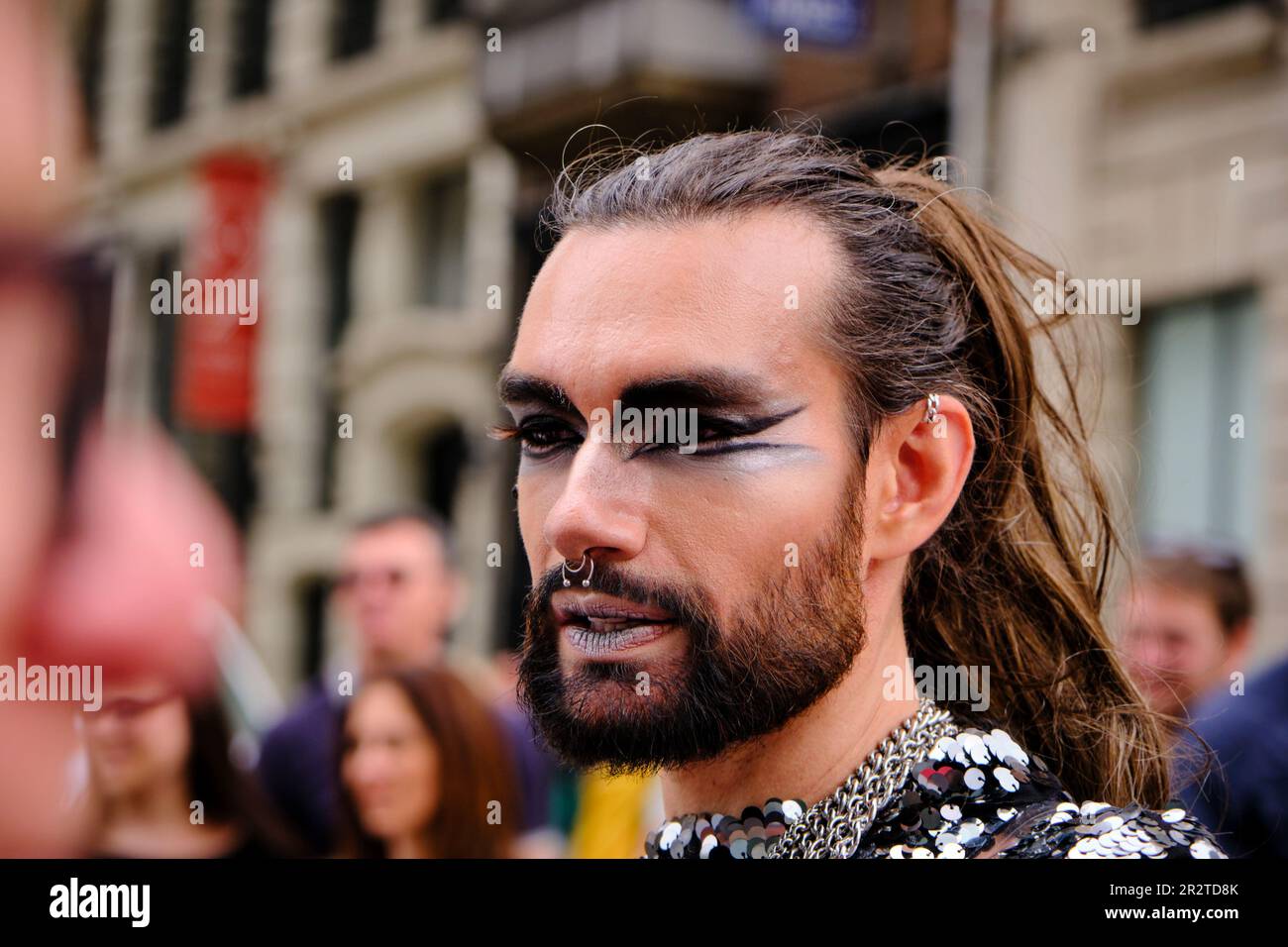 Bearded Drag Queen demonstrating at theGay Pride Brussels 2023 Stock ...