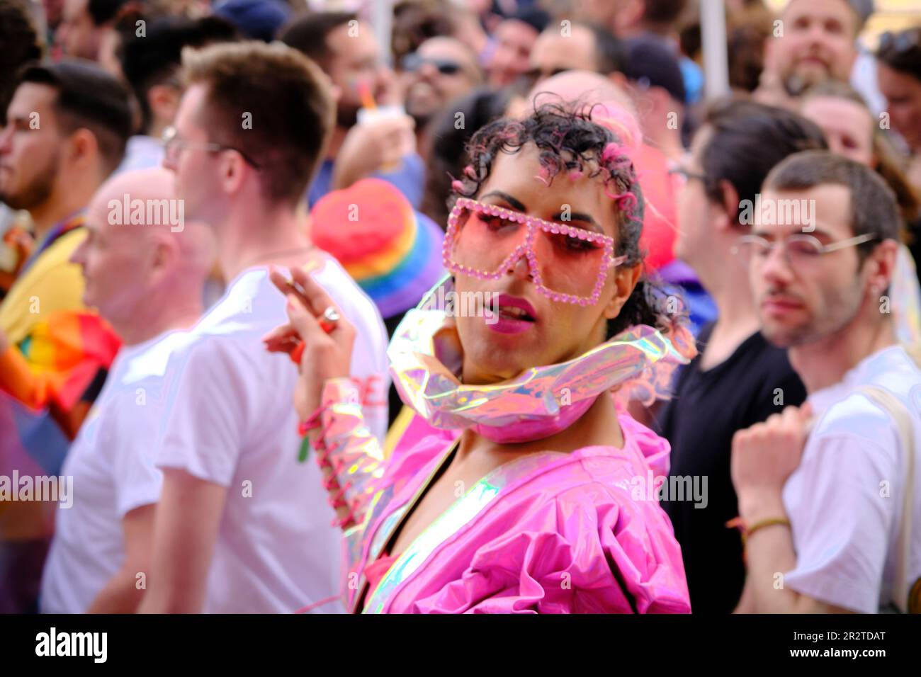 Transgender wearing large sun glasses at the Gay Pride Brussels 2023 ...
