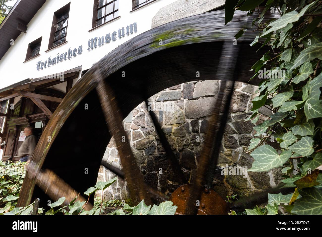 Zella Mehlis, Germany. 21st May, 2023. A large waterwheel turns in ...