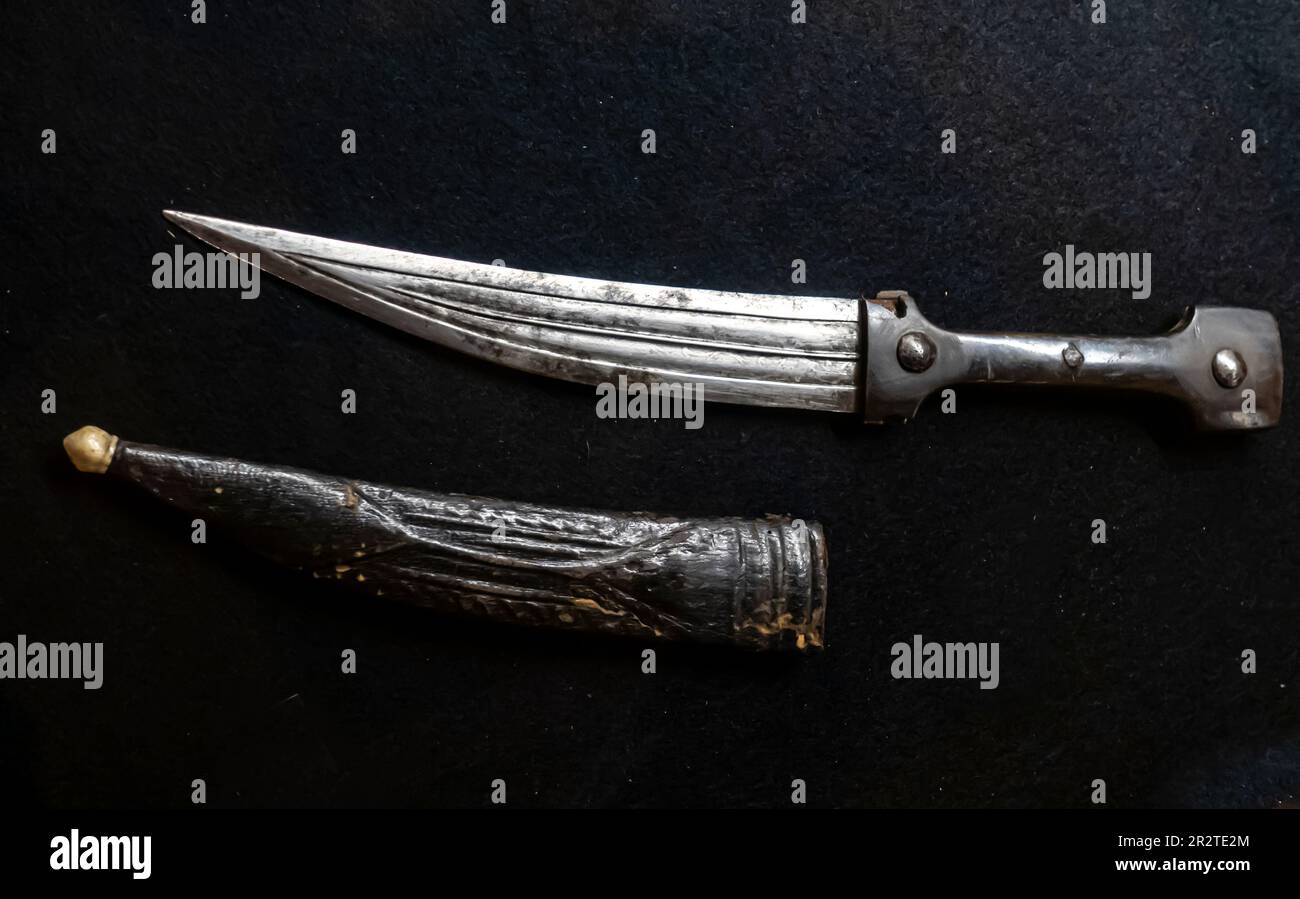 Dagger with scabbard - steel, bone, horn, leather - Georgia 19th ...