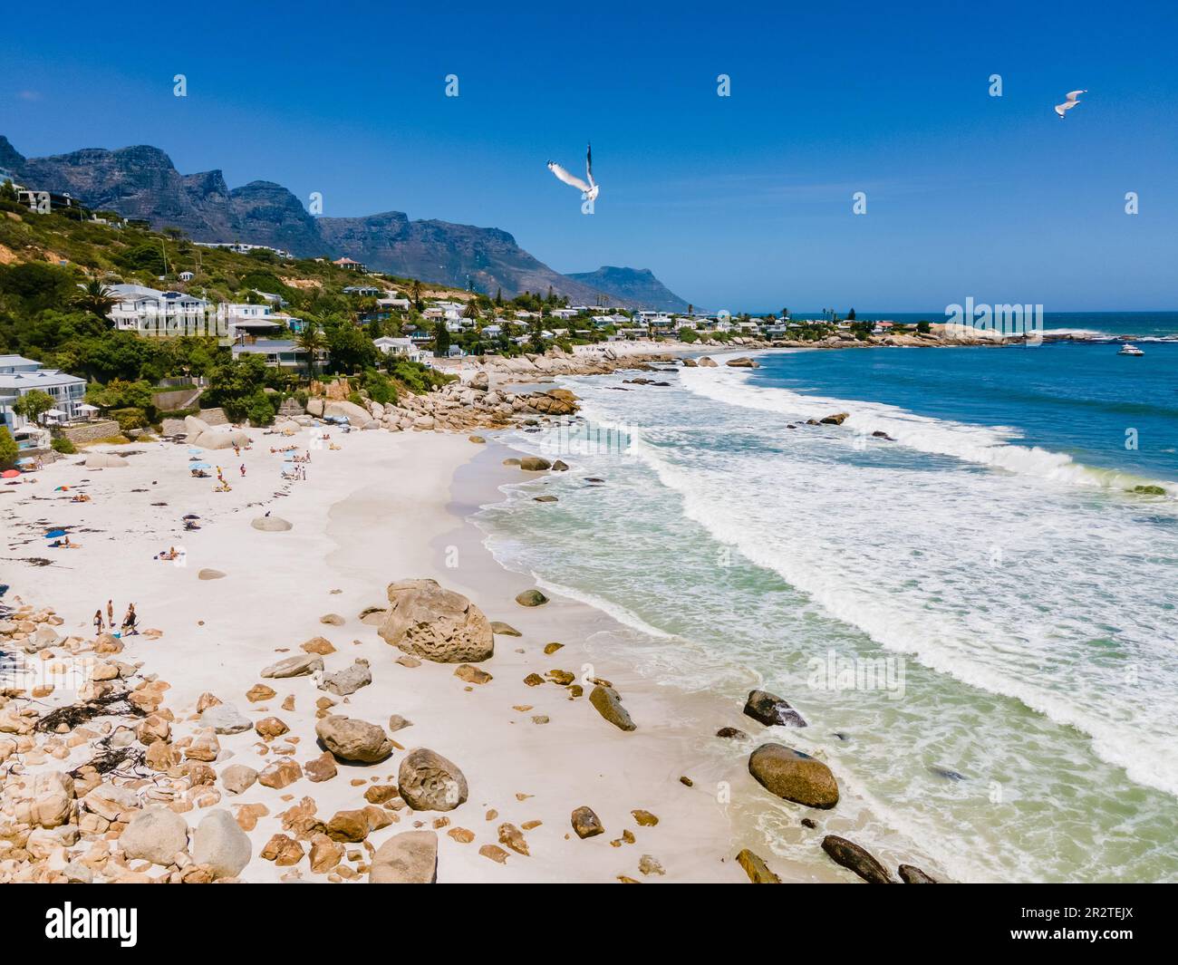 Camps Bay Cape Town , Camps Bay beach drone aerial view during summer ...
