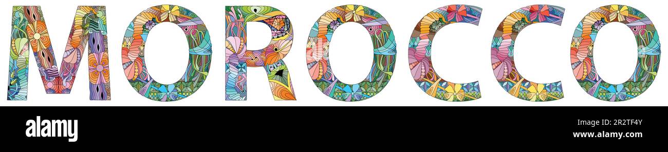 Vector word Morocco. Hand-painted art design. Illustration for t -shirt ...