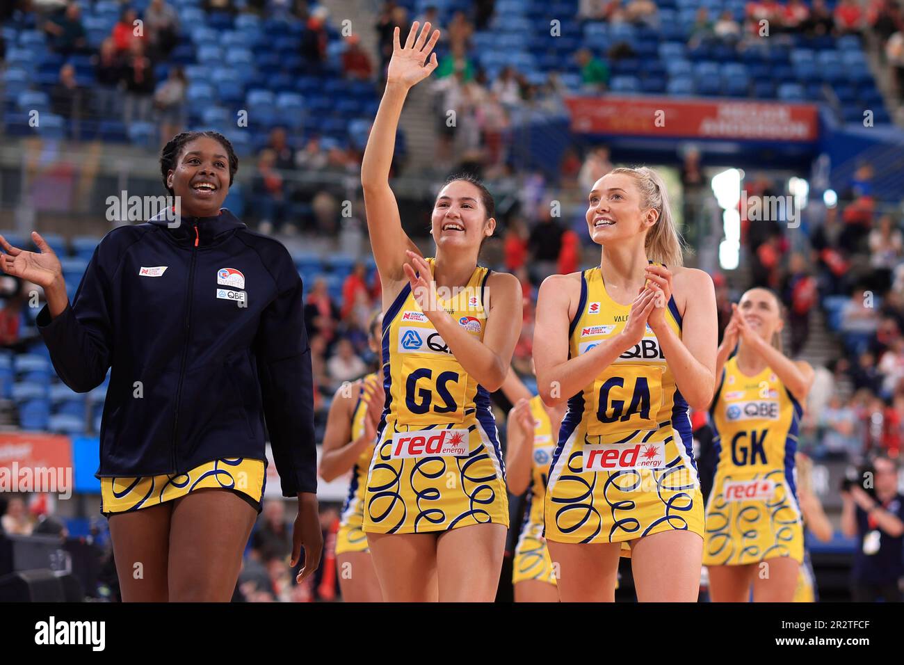 The Swifts thank the fans after their win during the Super Netball ...