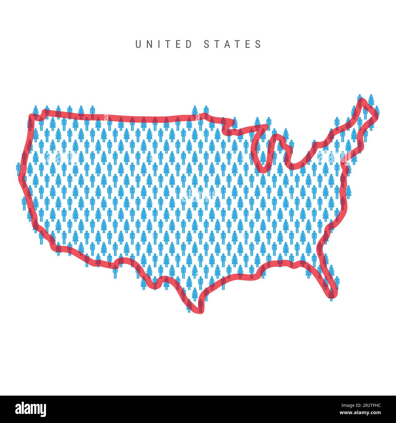 United States population map. Stick figures American people map with ...