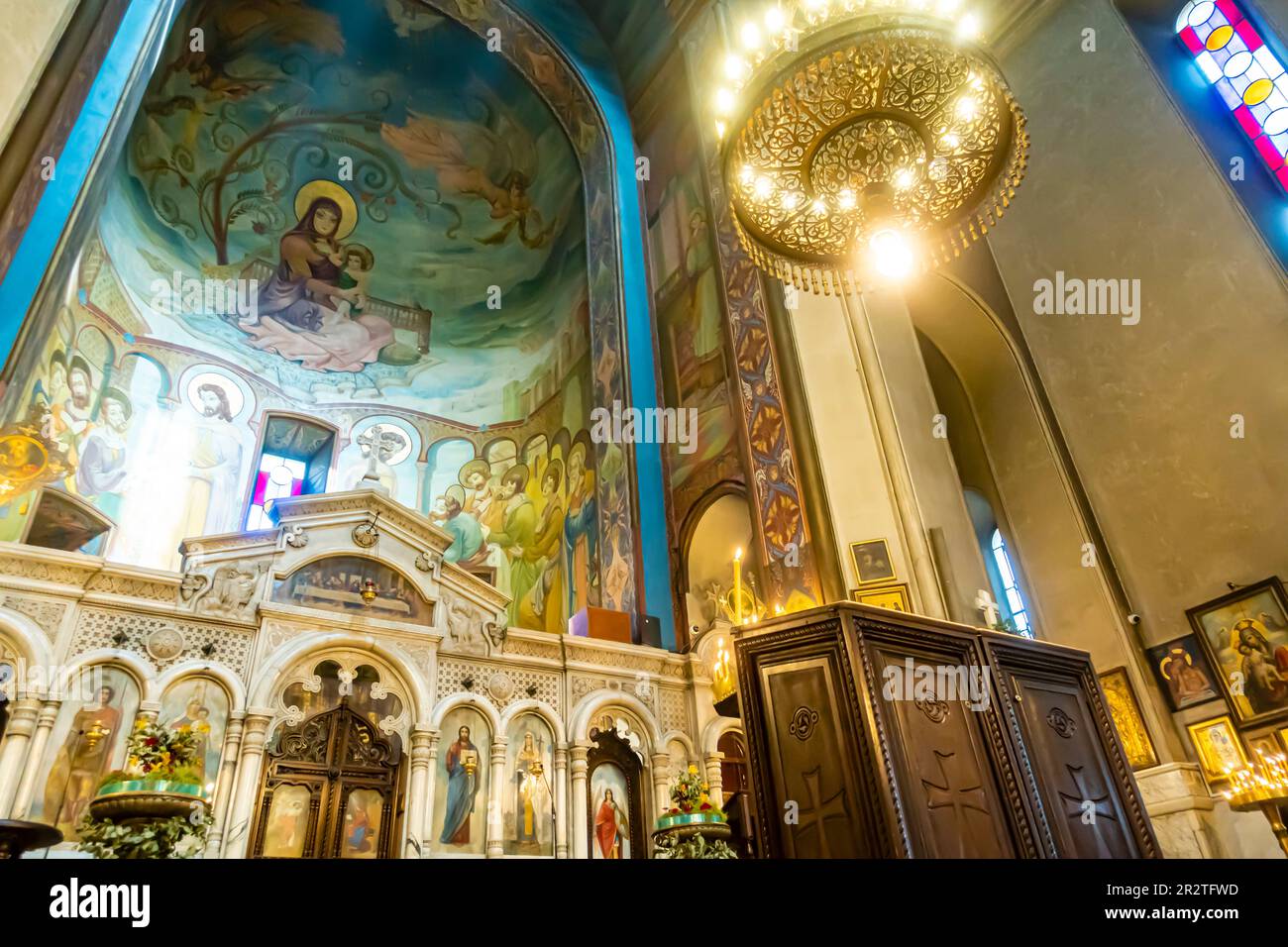 Interior of Kashueti St. George Church. Orthodox church in Tbilisi ...