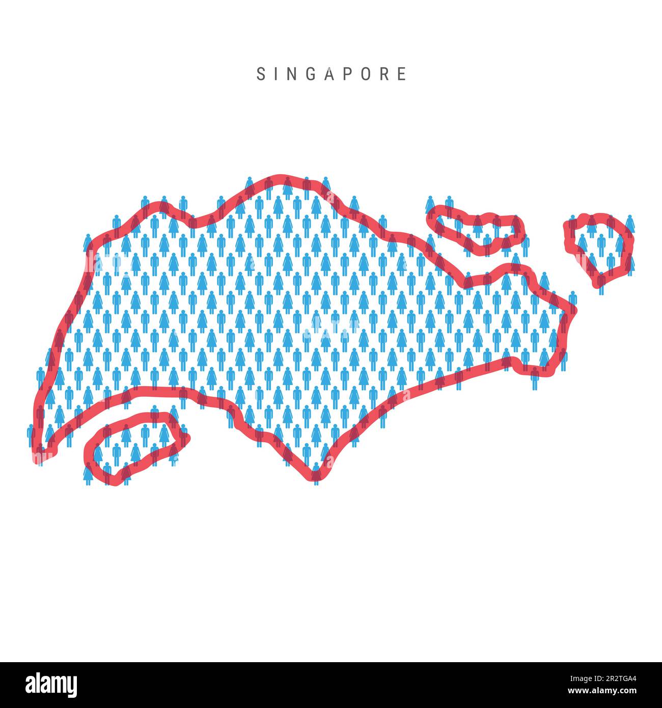 Singapore population map. Stick figures Singaporean people map with ...