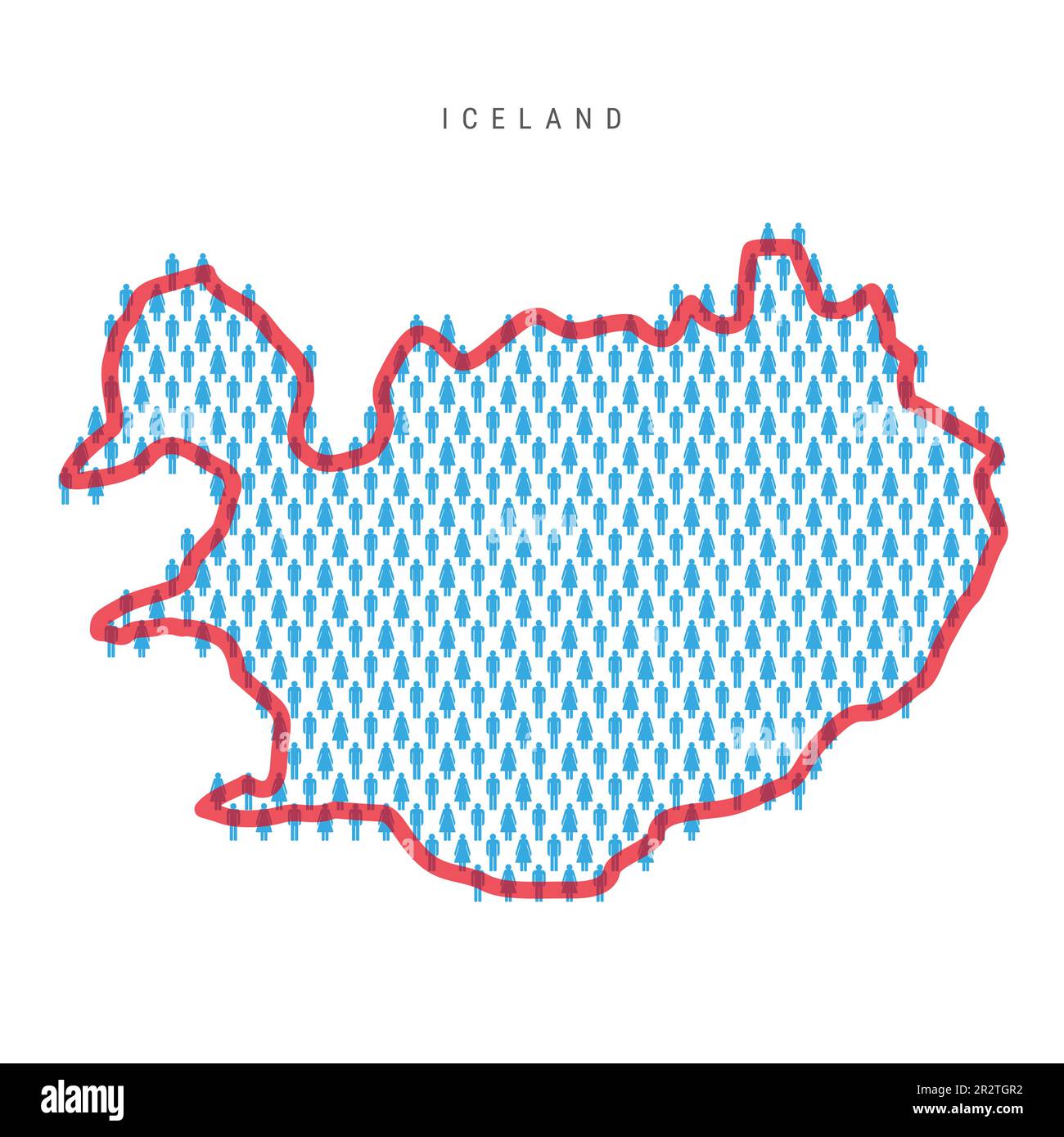 Iceland population map. Stick figures Icelandic people map with bold ...