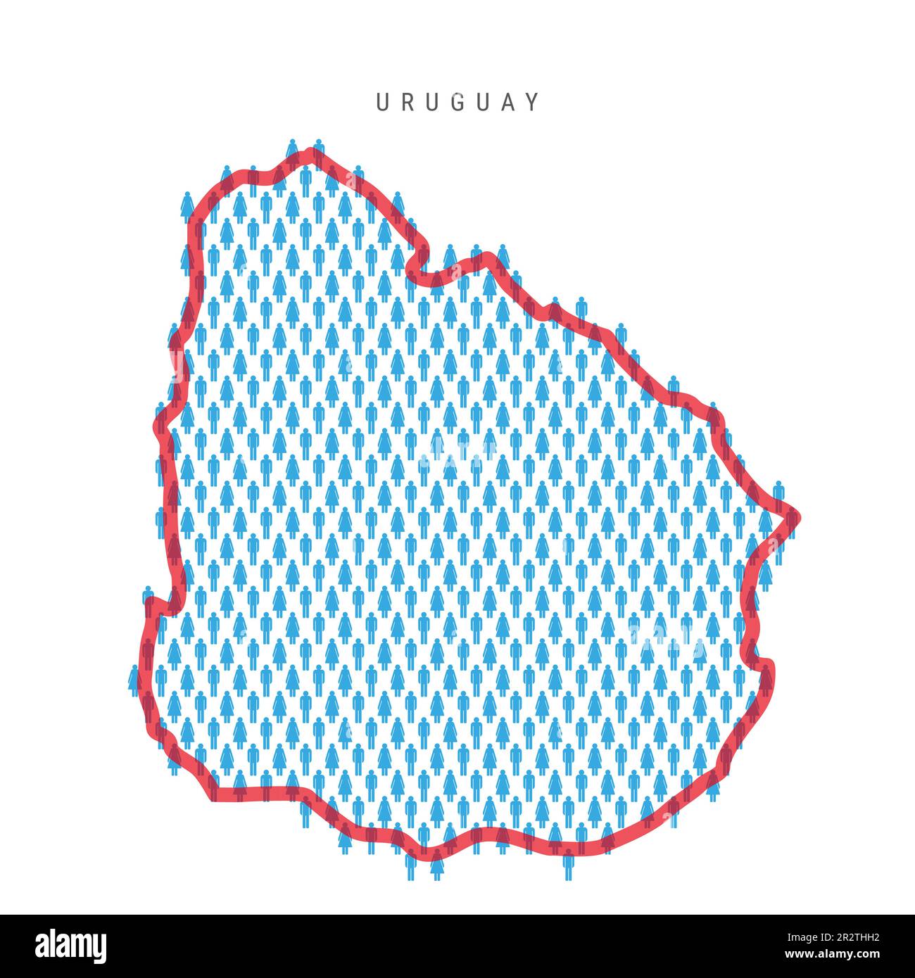 Uruguay population map. Stick figures Uruguayan people map with bold ...