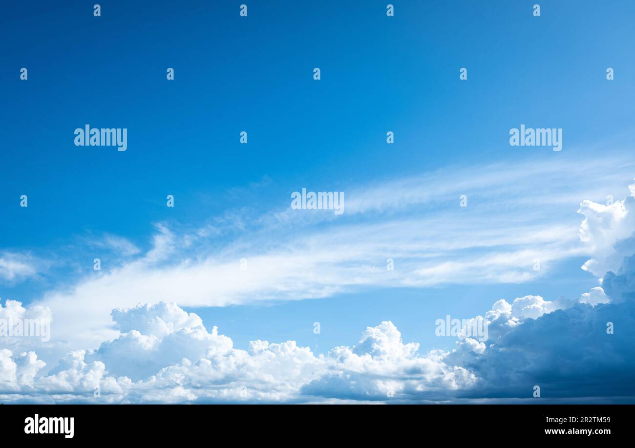 Beautiful blue clear sky with white cloud and sunshine background Stock ...