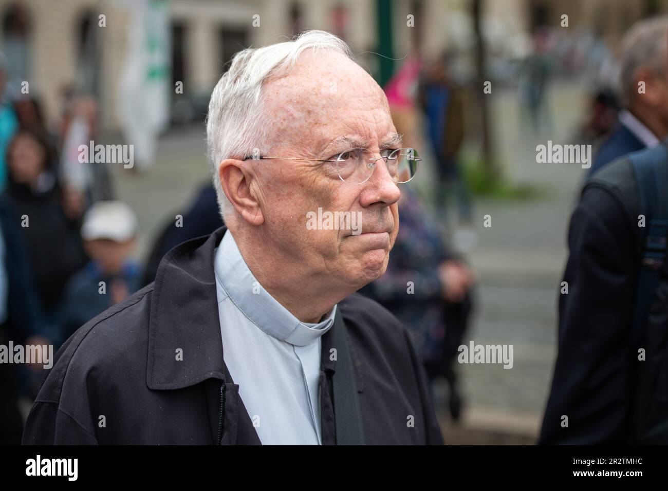 A priest with a serious expression seen during the anti-abortion ...