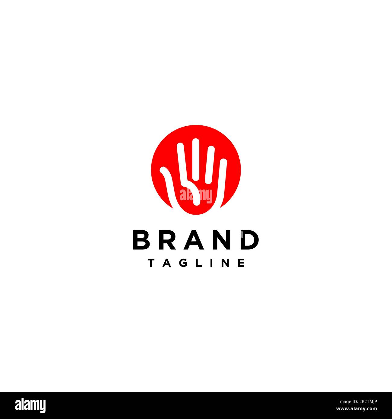 Simple Line Playful Hand inside the Red Circle. Friendly Logo Design ...
