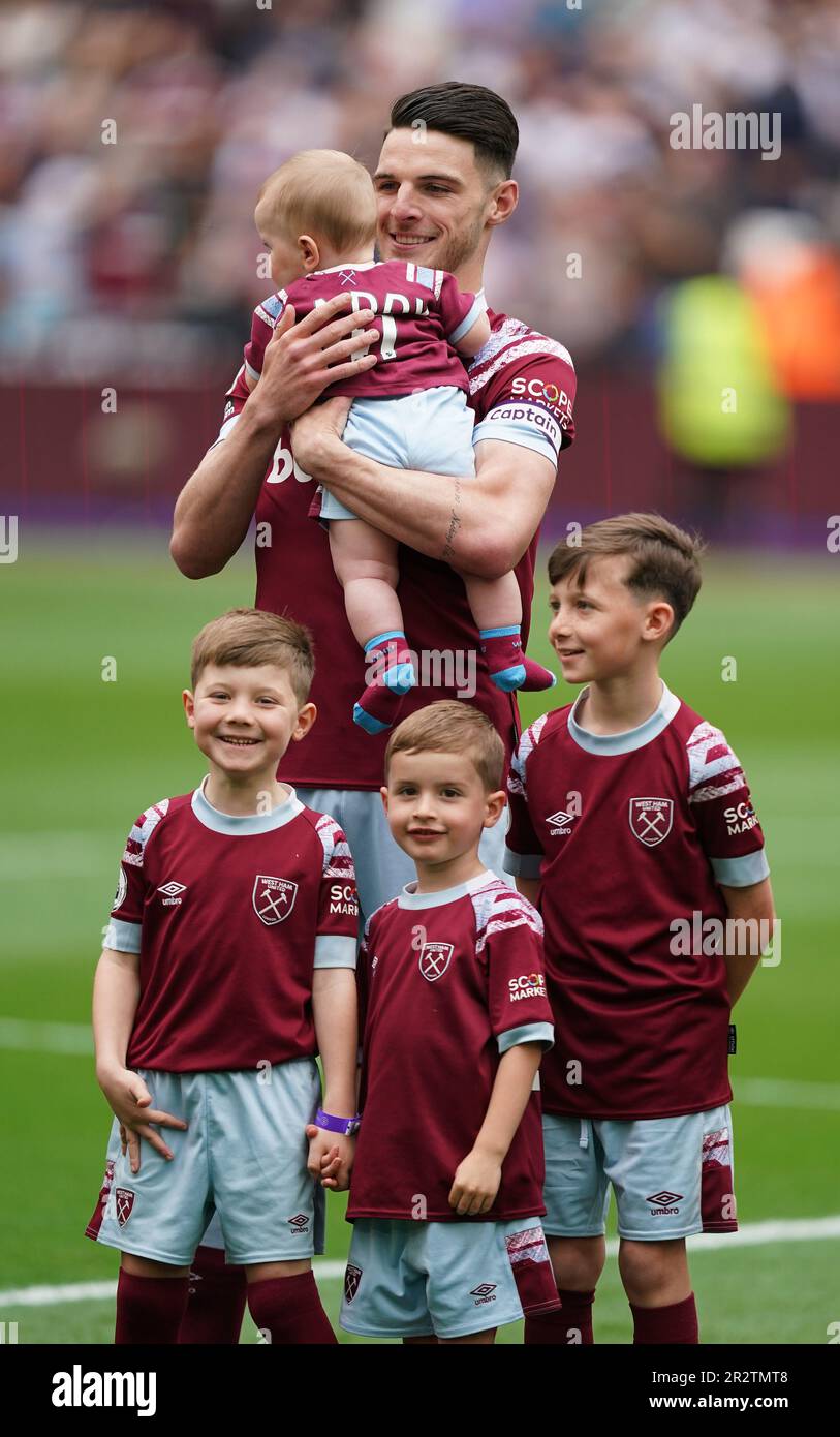 West Ham United's Declan Rice with son Jude and his nephews before the ...