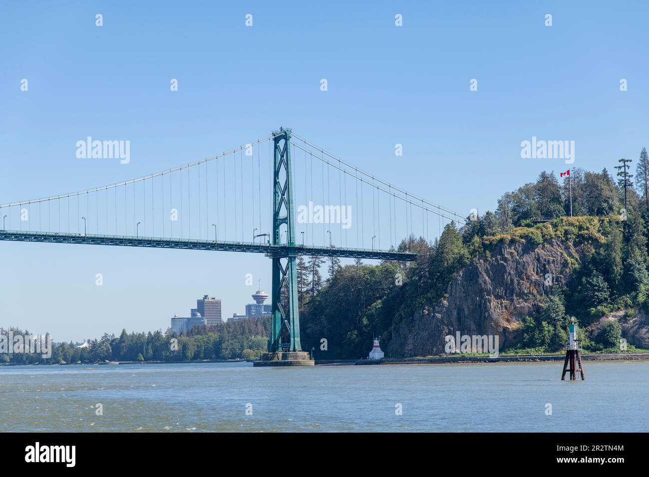 View to south Lions Gate Bridge, Vancouver, BC, Canada, that crossing ...