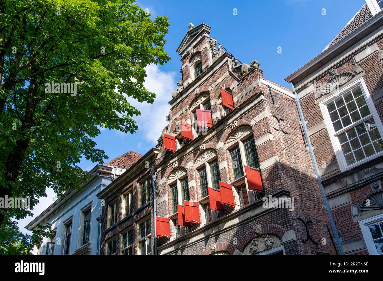 Low angle view of the façade of some traditional houses in Deventer ...
