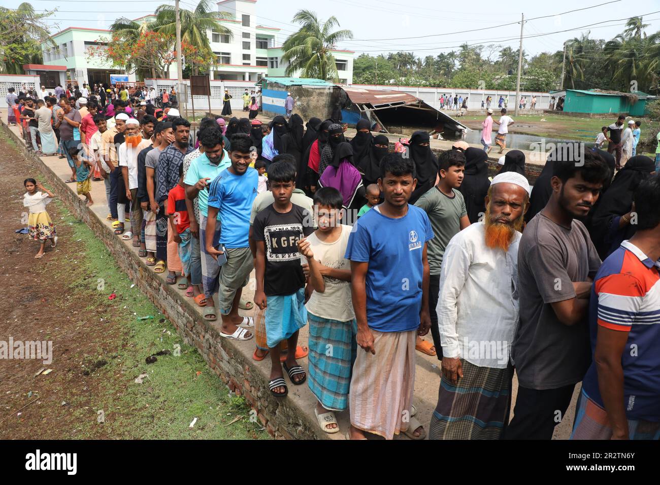 Cox's bazar, Bangladesh - May 15, 2023: Residents of island affected by ...