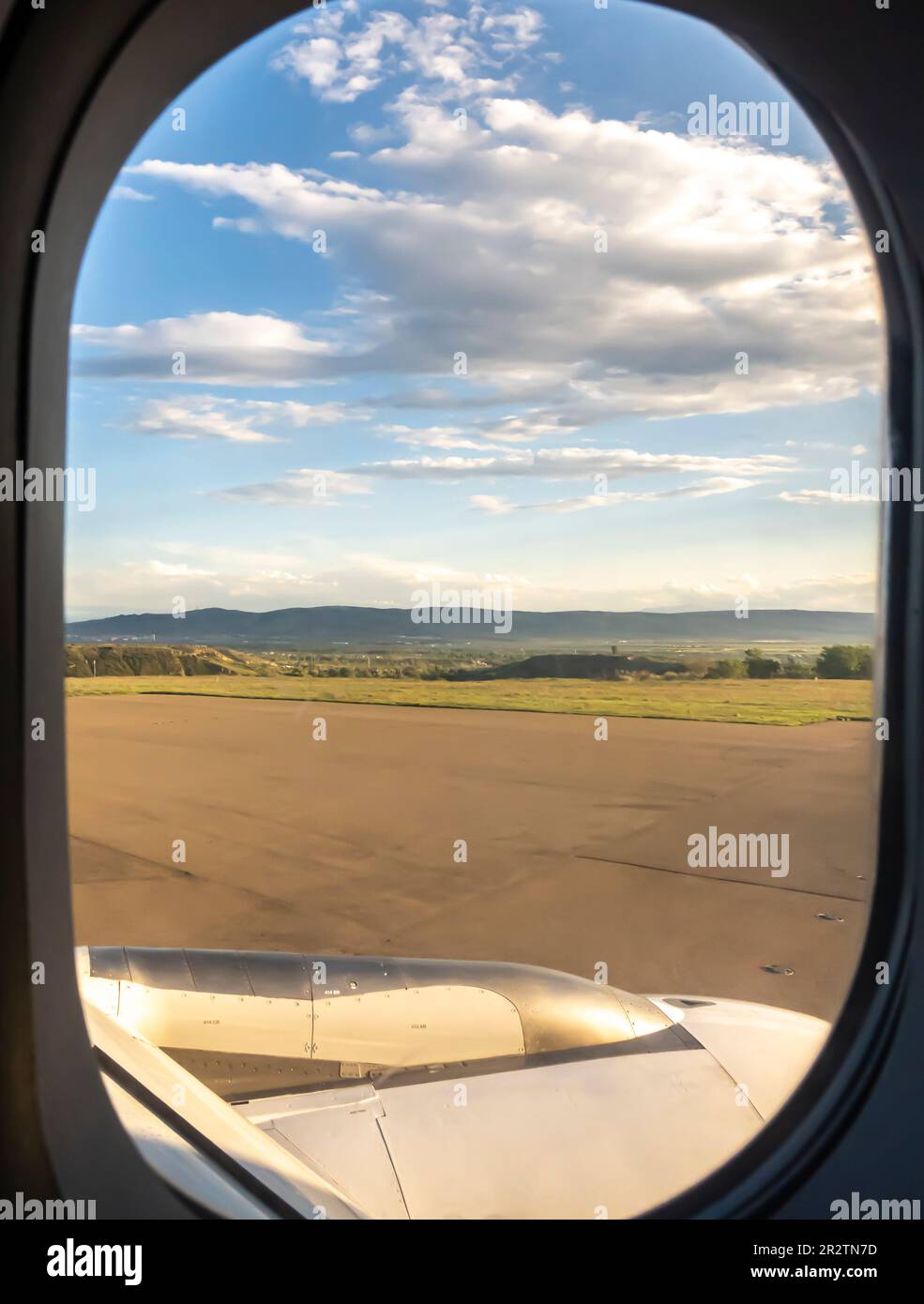 Tbilisi Georgia airfield - aircraft engine jet - aerial view from an ...