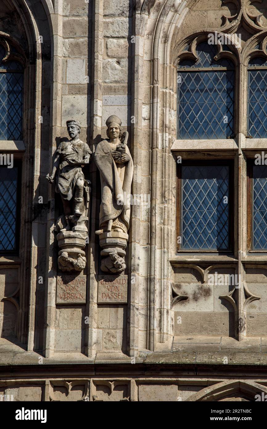 statues of important personalities at the tower of the historical town ...