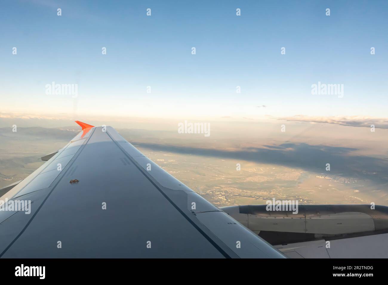Jet wing - Airbus A320-174Y - aerial view from an airplane window seat ...