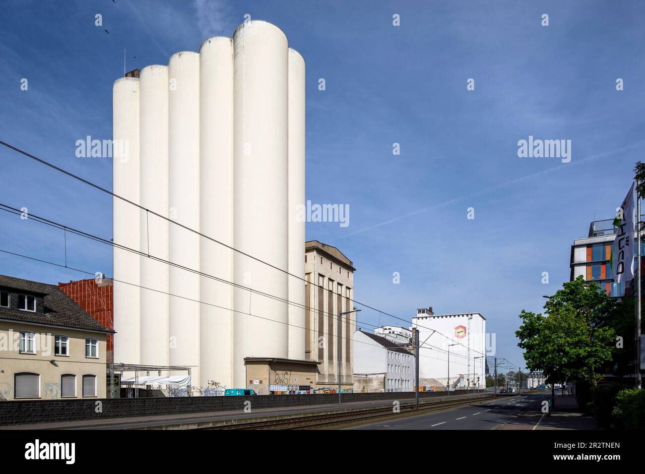 elevated silo of the Ell mill, which is being partially demolished in ...