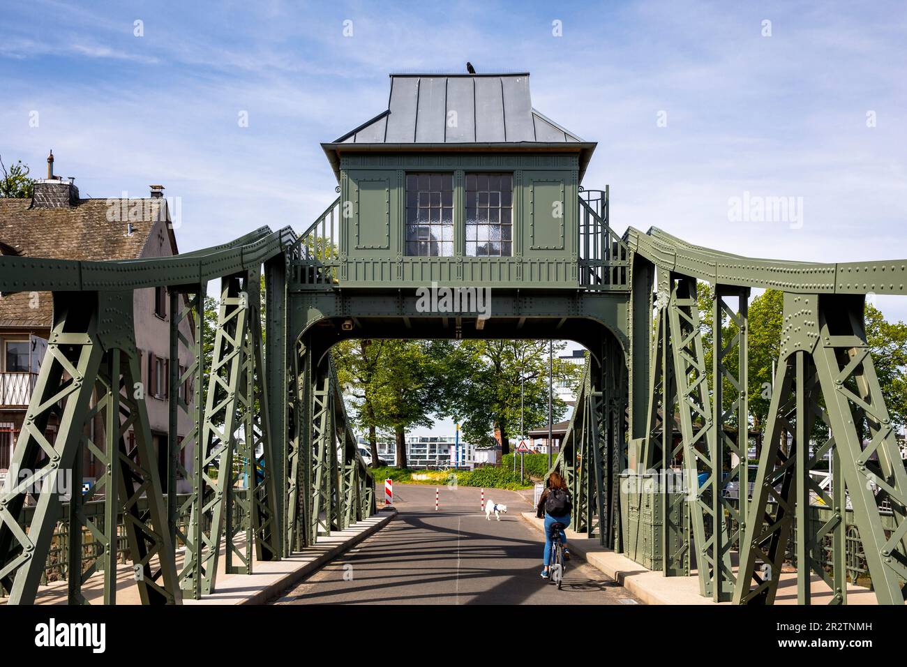 the pivot bridge at the harbor in the district Deutz, Cologne, Germany ...