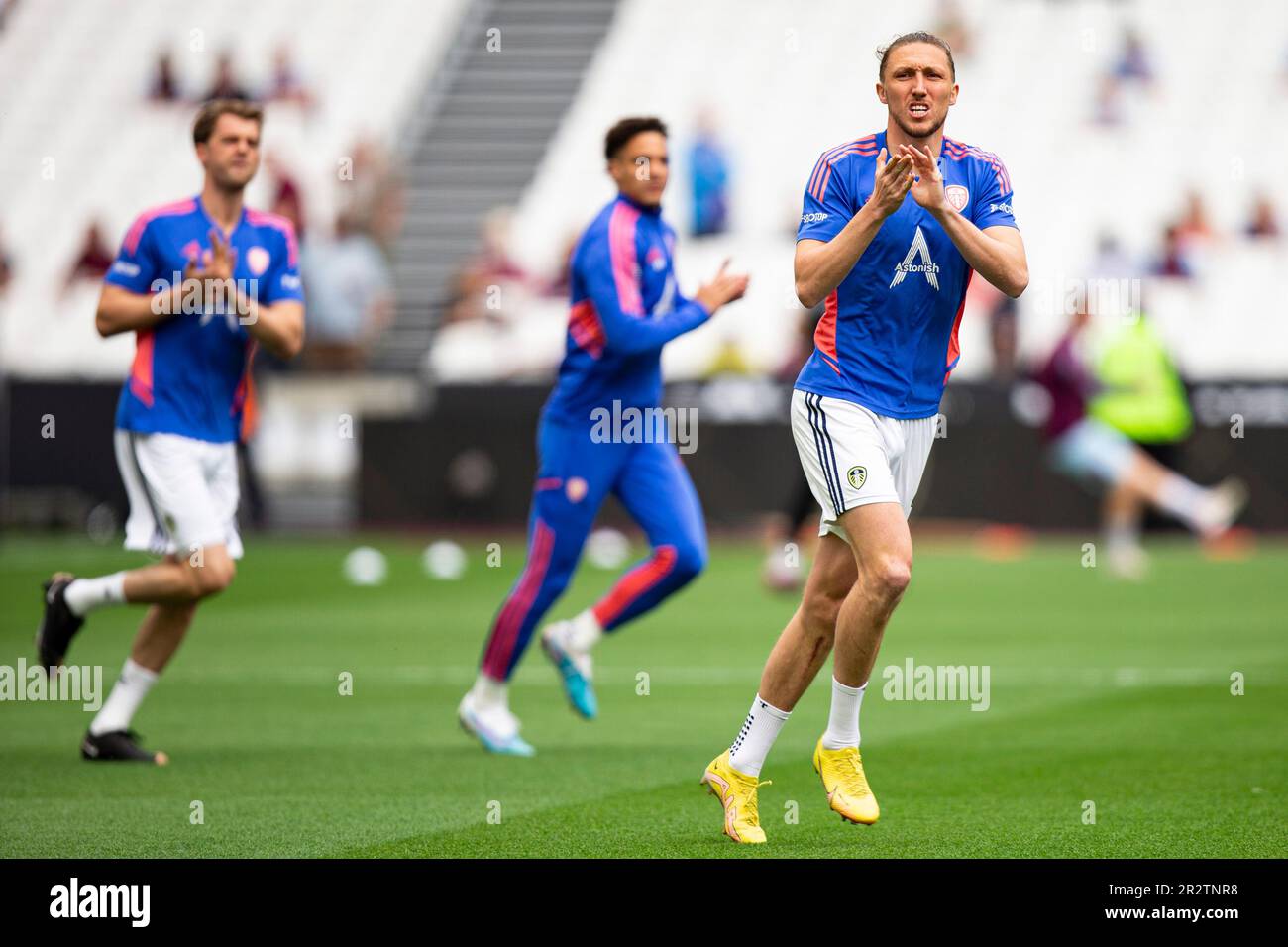 London, UK. 21st May, 2023. Luke Ayling of Leeds United during the warm ...