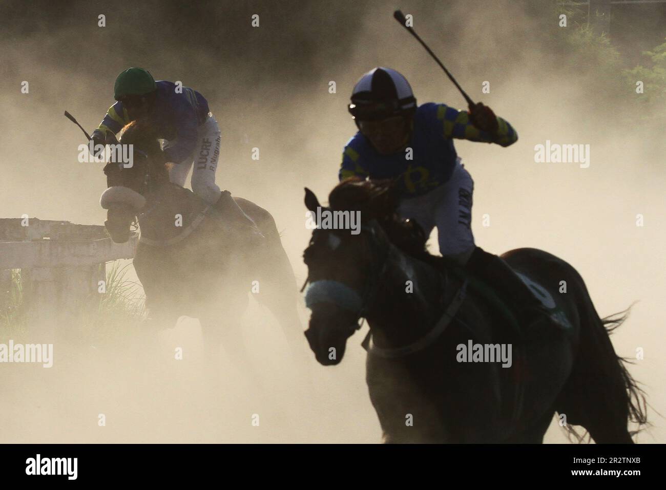 Bantul, Yogyakarta, Indonesia. 21st May, 2023. Jockey spurring his ...