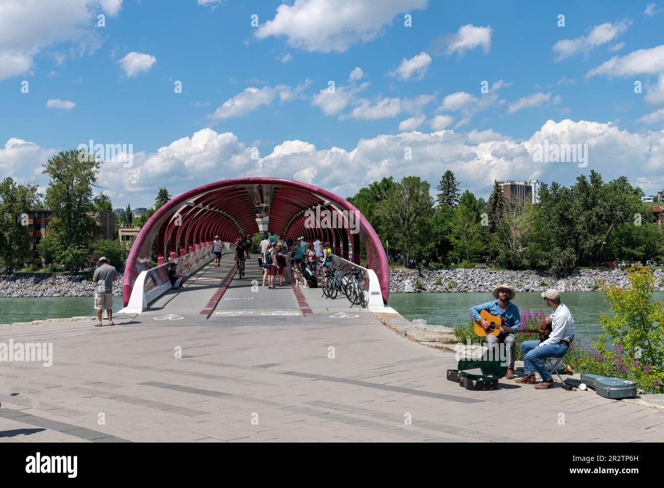 Calgary, AB, Canada-August 2022; Entrance view red and white colored ...