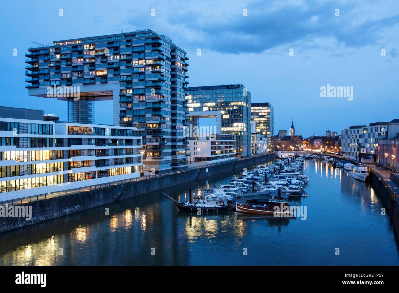 the Crane Houses in the Rheinau harbour, in the background the old ...