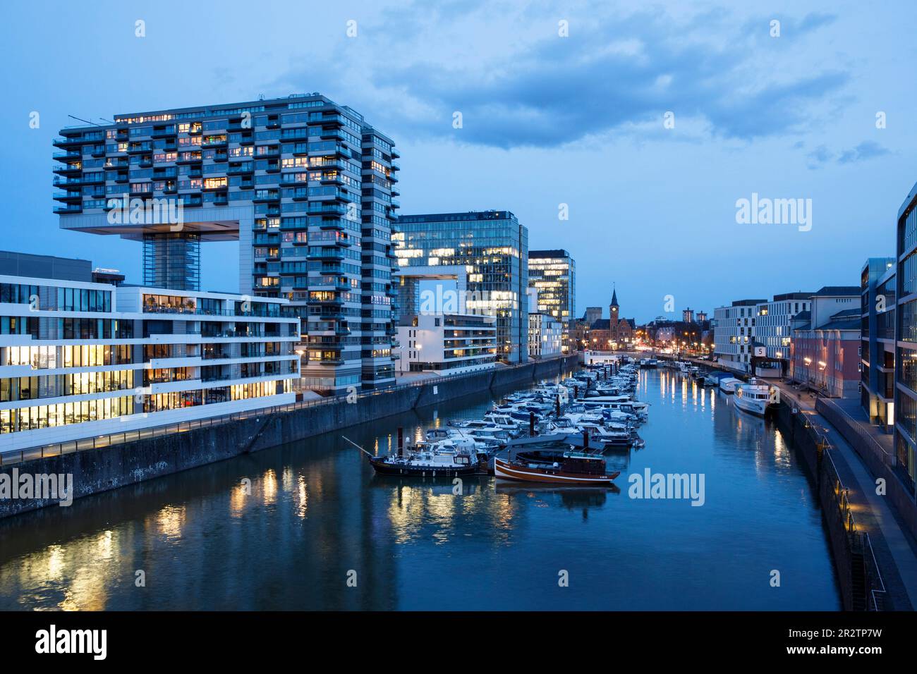 the Crane Houses in the Rheinau harbour, in the background the old ...