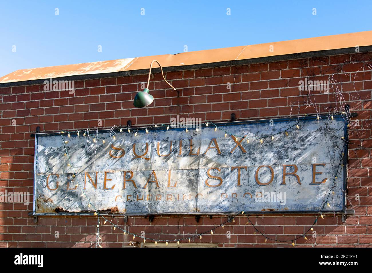 Chase, BC, Canada; August 2022; Close up view of the weathered sign of ...