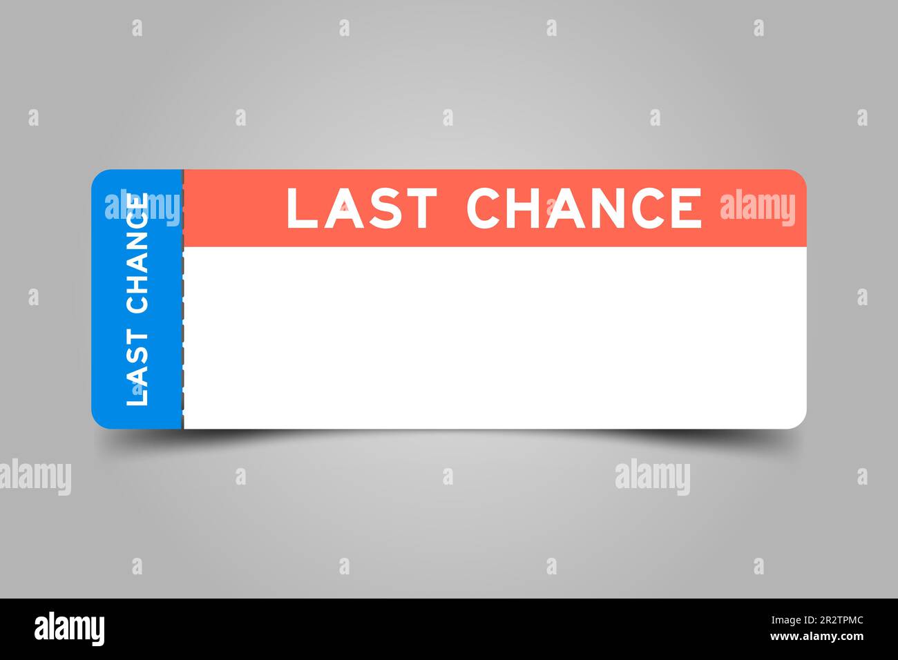 Blue and orange color ticket with word last chance and white copy space ...