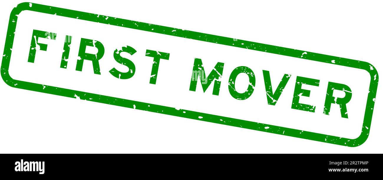 Grunge green first mover word square rubber seal stamp on white background Stock Vector Image ...