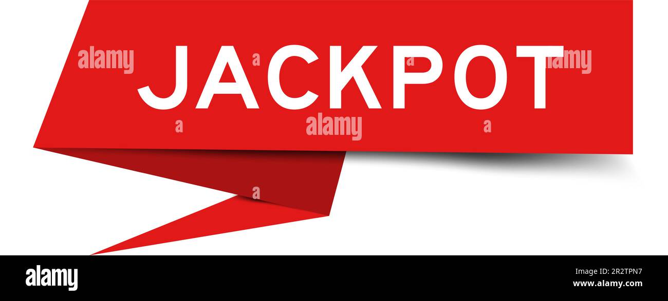Red color speech banner with word jackpot on white background Stock ...