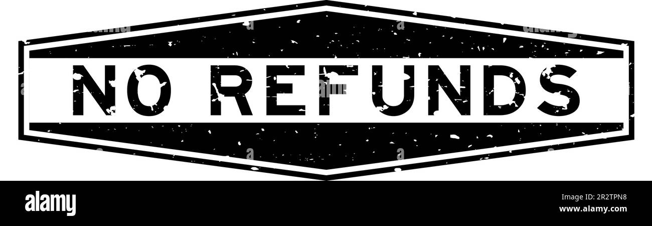 Grunge black no refunds word hexagon rubber seal stamp on white ...