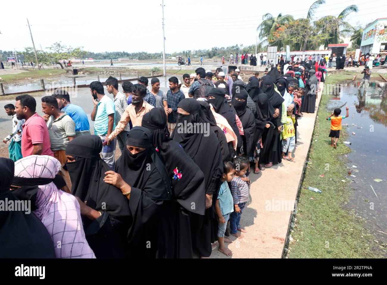 Cox's bazar, Bangladesh - May 15, 2023: Residents of island affected by ...
