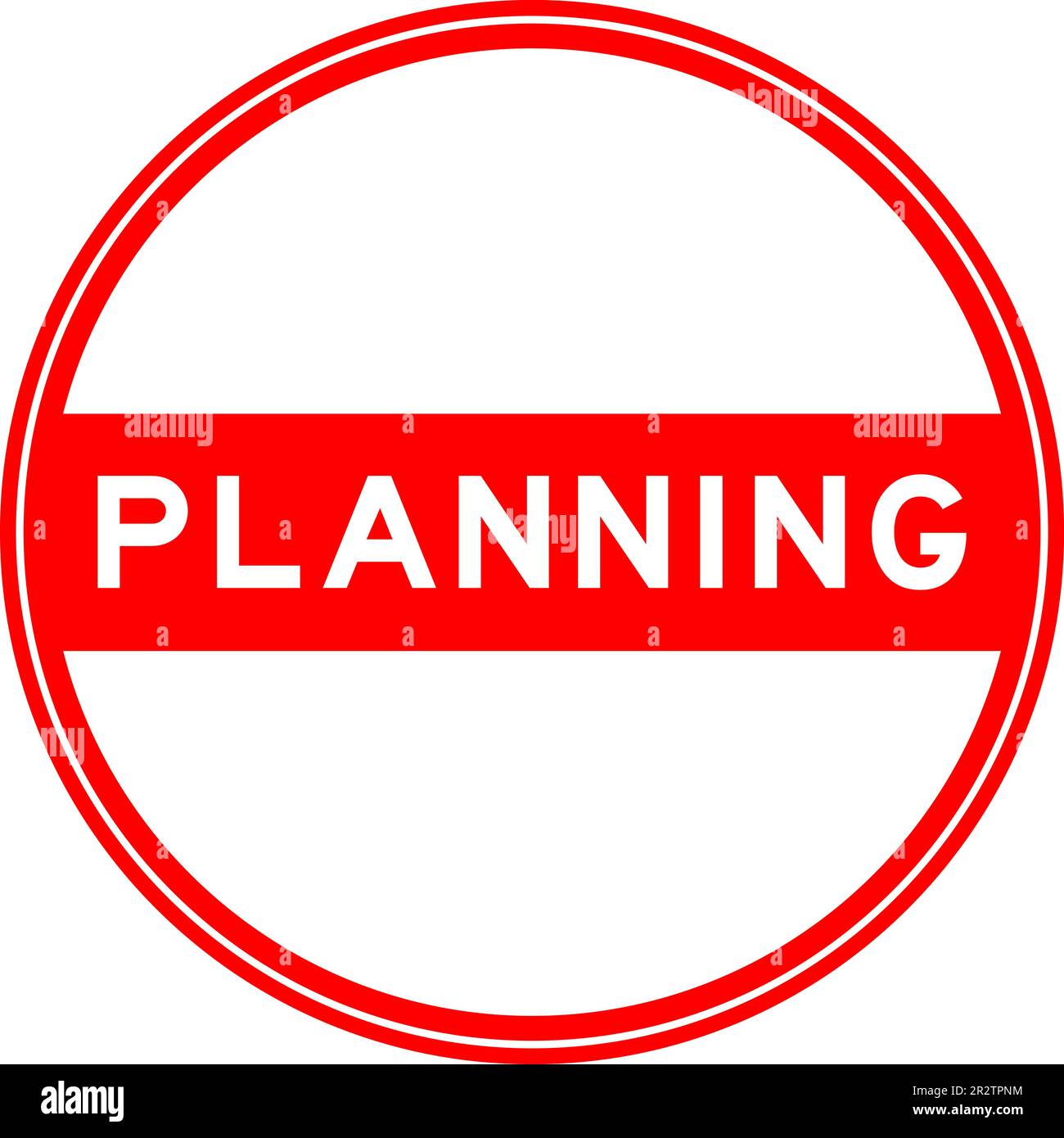 Red color round seal sticker in word planning on white background Stock ...
