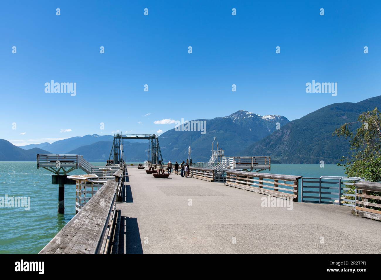 Squamish, BC, Canada-August 2022; View over ferry dock and pier of ...