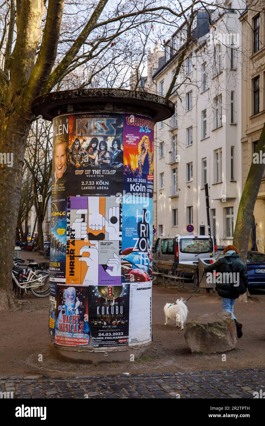 houses and advertising pillar on the Weissenburg street in the Agnes ...