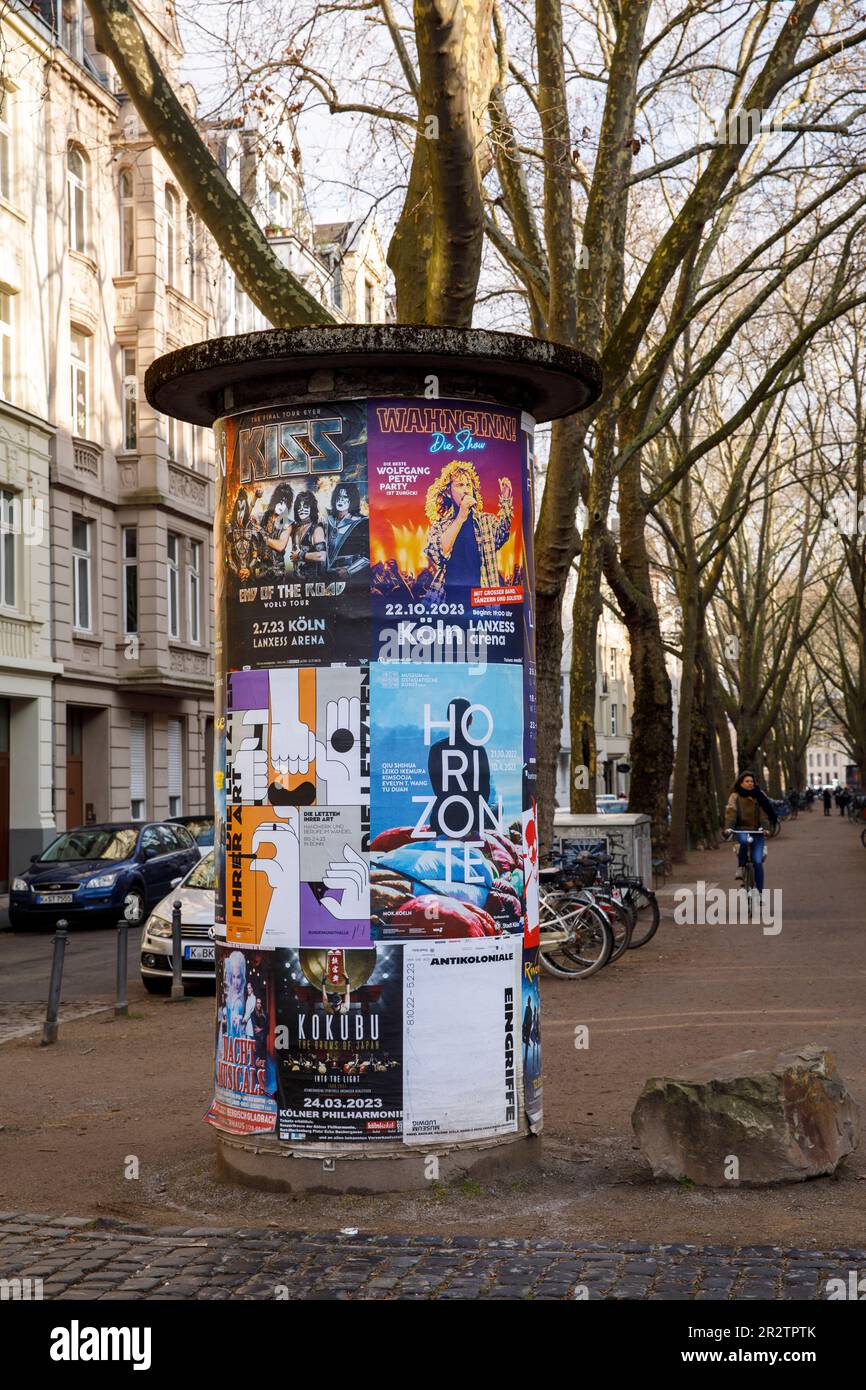 houses and advertising pillar on the Weissenburg street in the Agnes ...