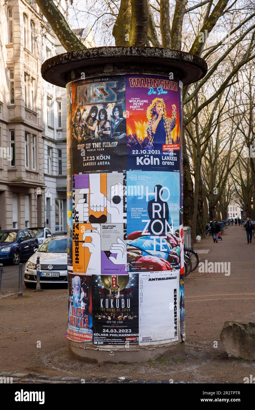 houses and advertising pillar on the Weissenburg street in the Agnes ...