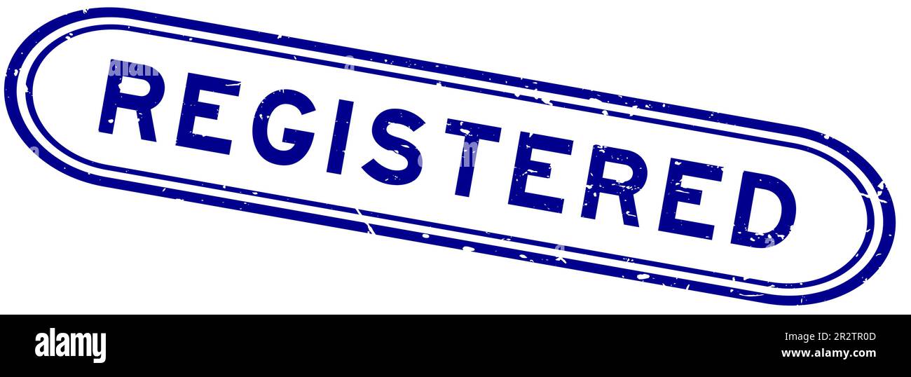 Grunge blue registered word rubber seal stamp on white background Stock ...