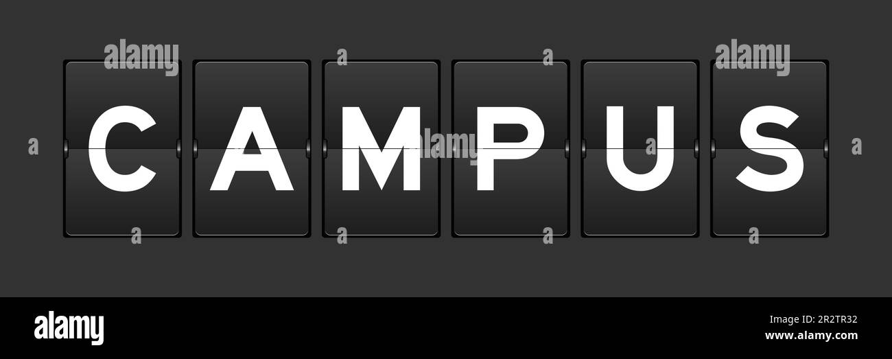 Black color analog flip board with word campus on gray background Stock ...