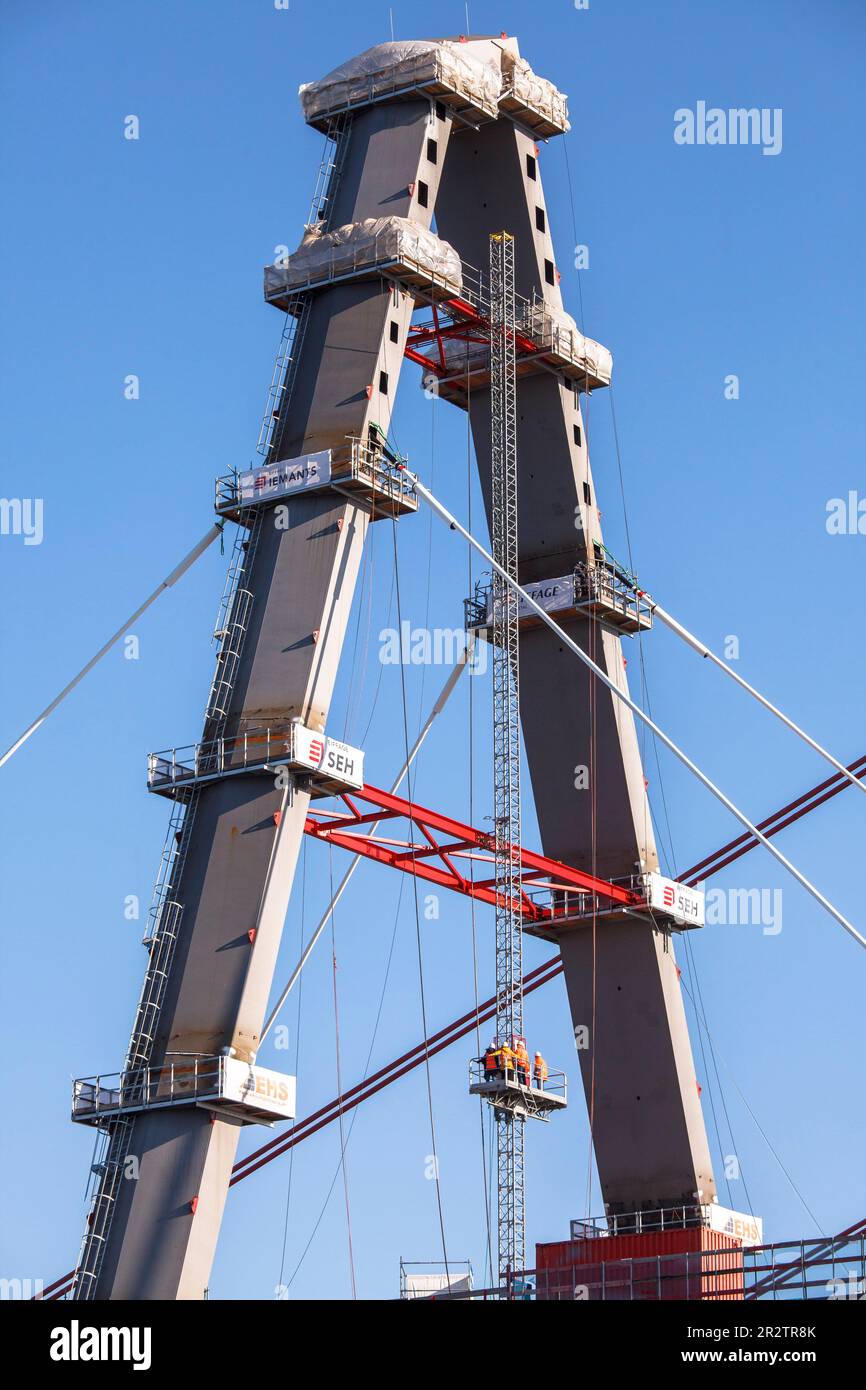 construction site of the new river Rhine bridge of the Autobahn A1 ...