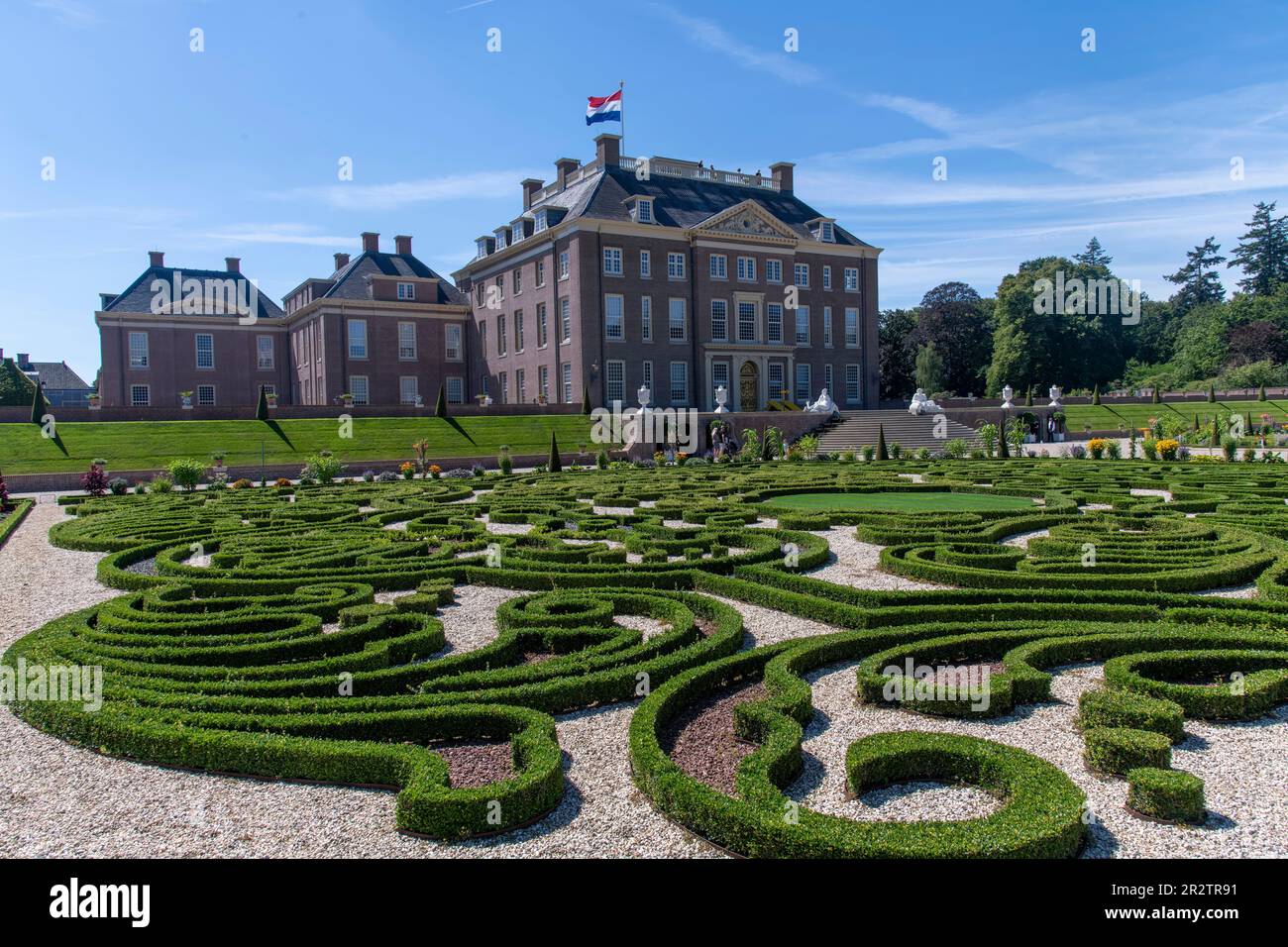 Apeldoorn, the Netherlands-July 2022; Low angle view of the symmetric ...