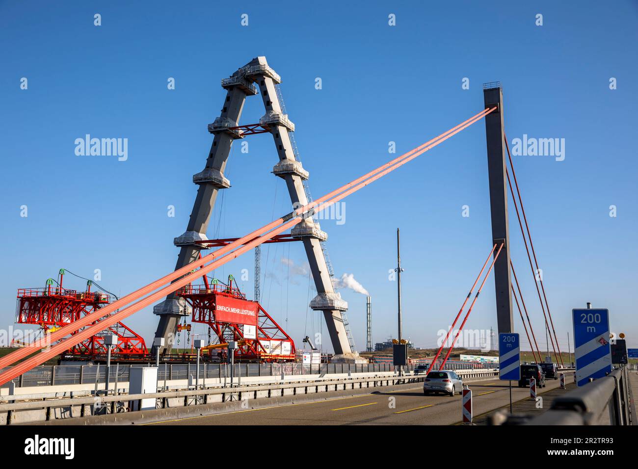 construction site of the new river Rhine bridge of the Autobahn A1 ...