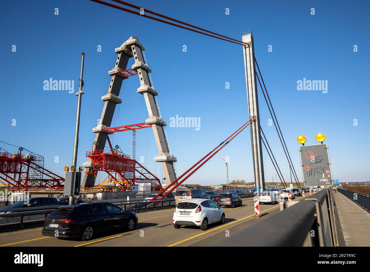 construction site of the new river Rhine bridge of the Autobahn A1 ...