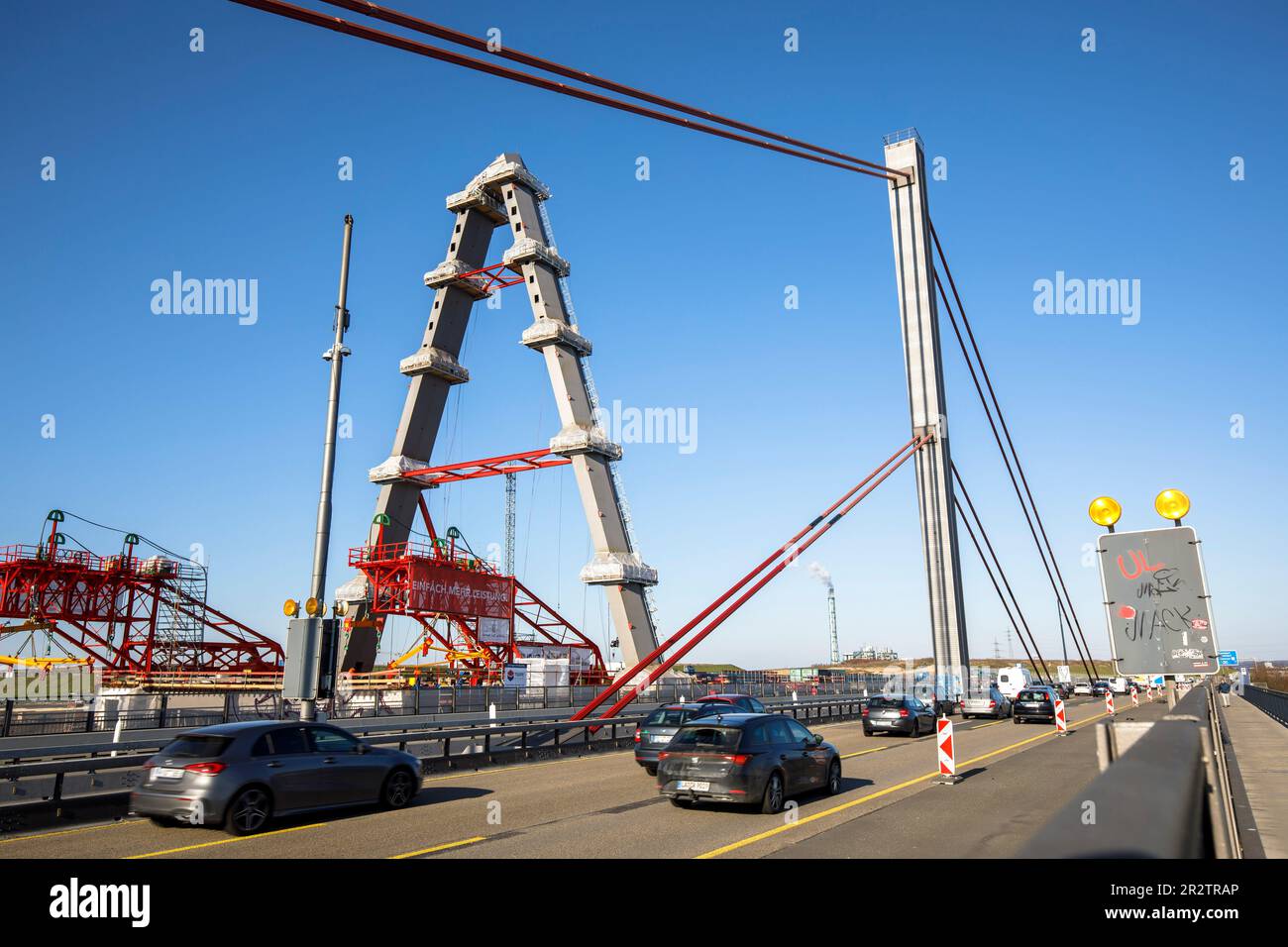 construction site of the new river Rhine bridge of the Autobahn A1 ...