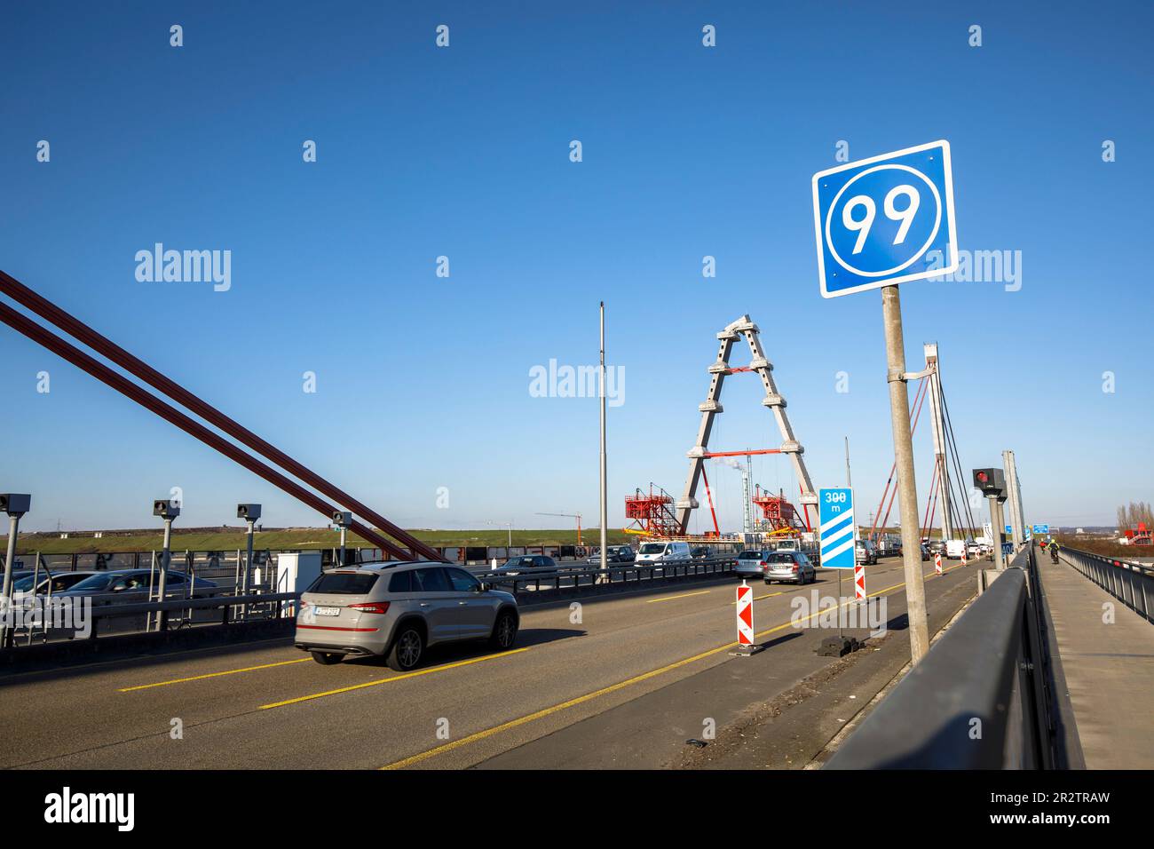 construction site of the new river Rhine bridge of the Autobahn A1 ...