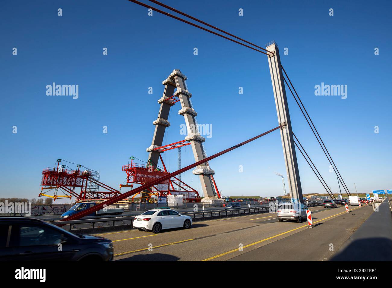 construction site of the new river Rhine bridge of the Autobahn A1 ...