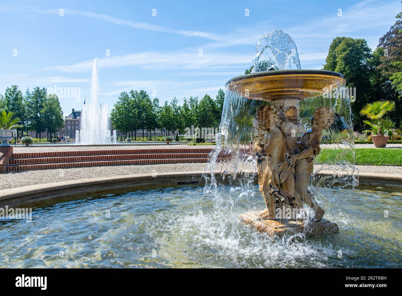 Apeldoorn, the Netherlands-July 2022; Close up view of statues in one ...